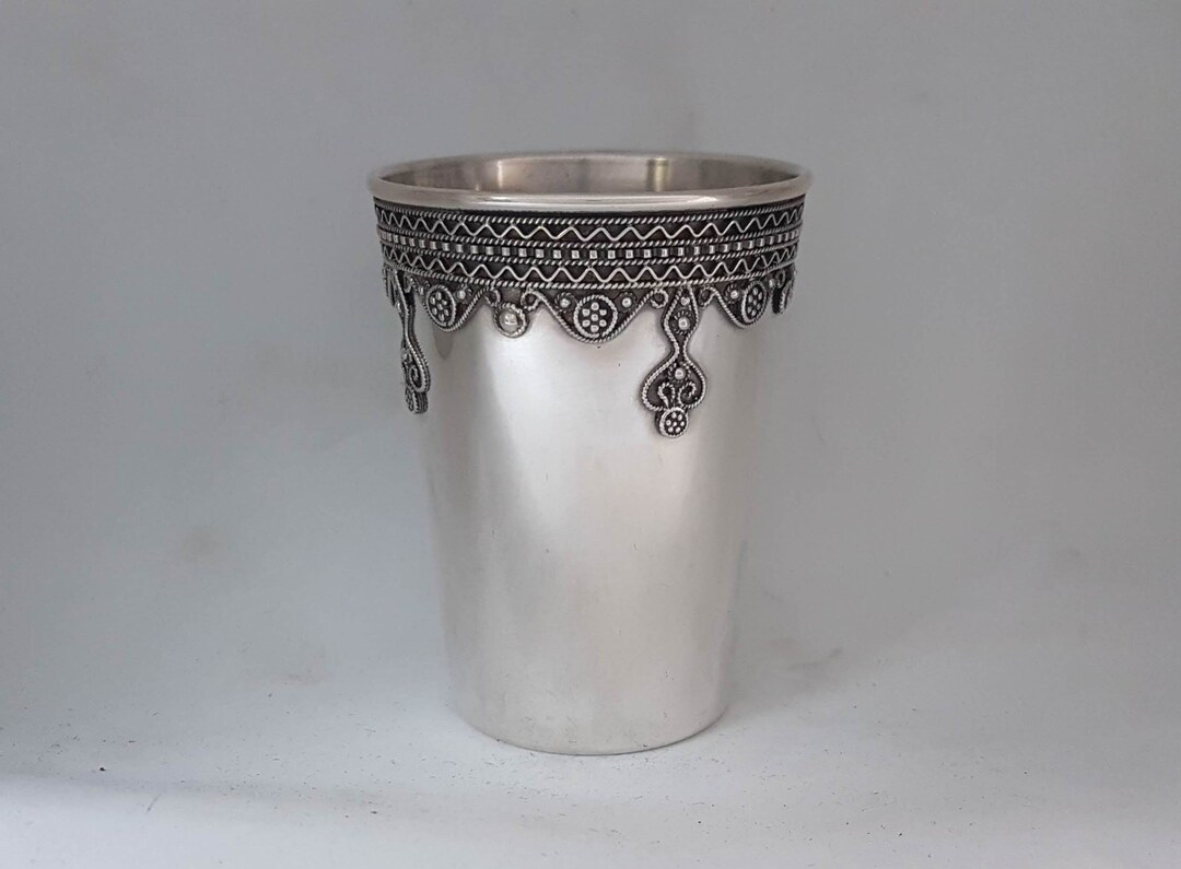Kiddush Goblet, Legless Wine Cup, Jewish Gift, Decorative Hammered ...