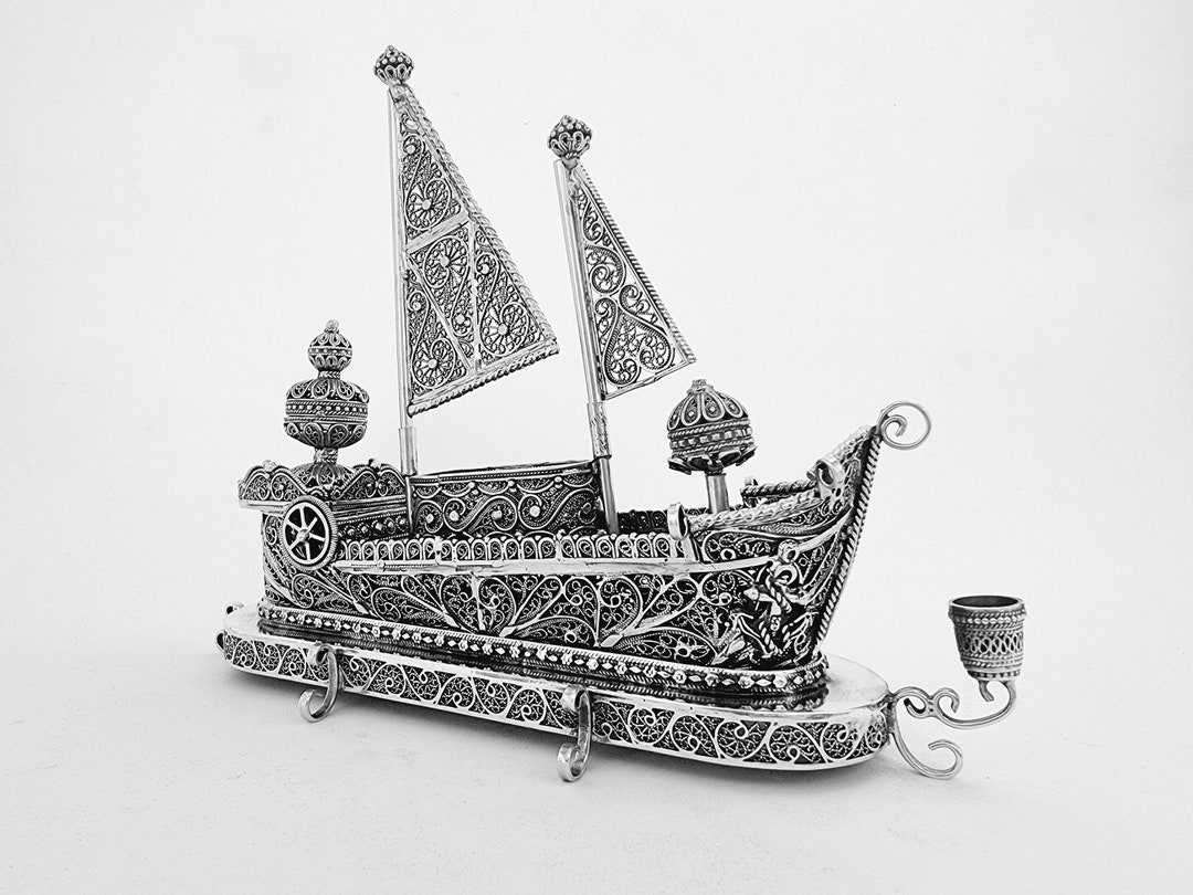Unique Ship Design Havdalah Set With Menorah for Hanukkah, Handmade ...