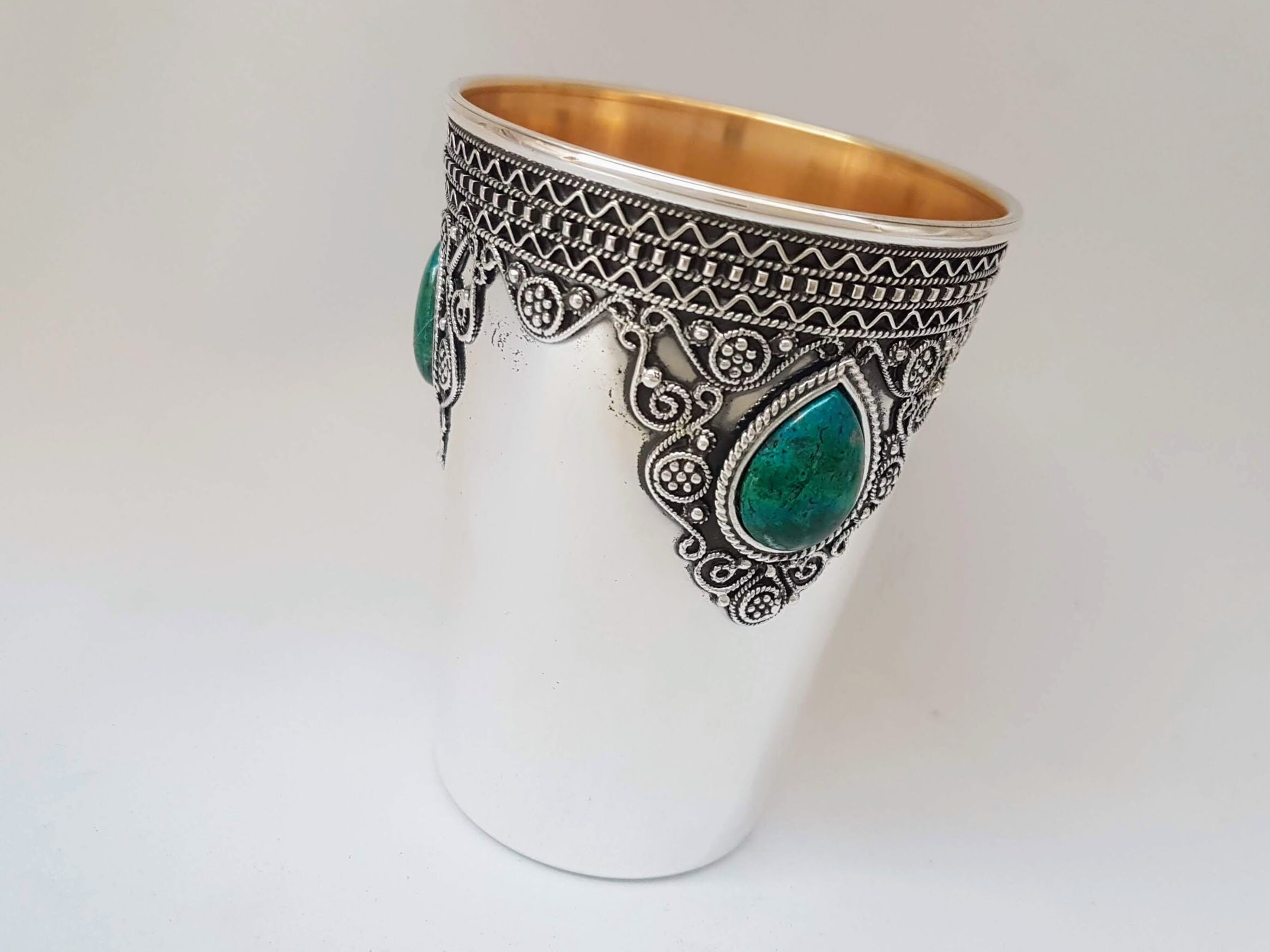 Kiddush Goblet, Legless Wine Cup, Jewish Gift, Decorative Hammered ...