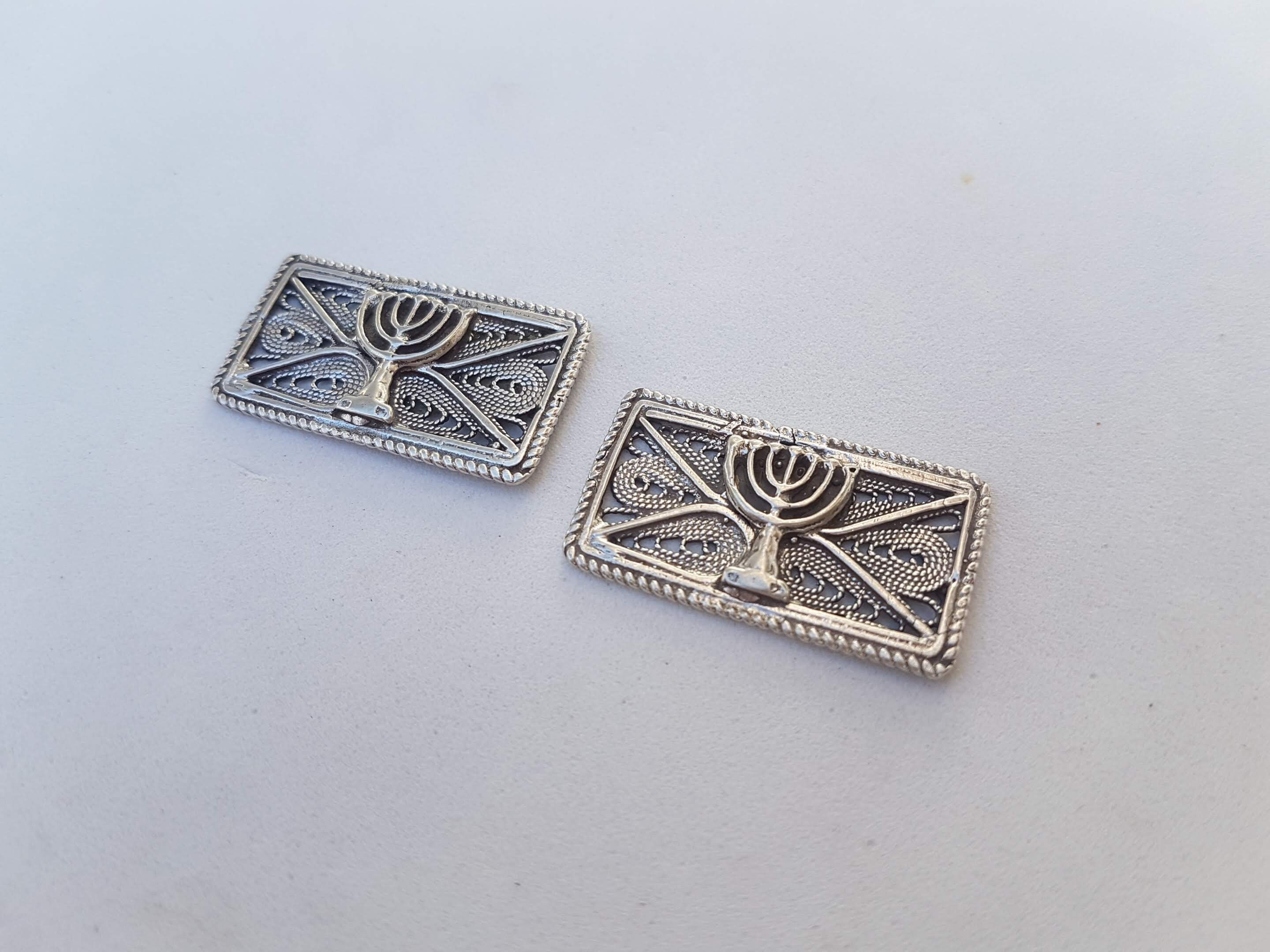 Menorah Tallit Holders, Prayer Shawl Clips, Unique Tallit Clips, Jewish ...