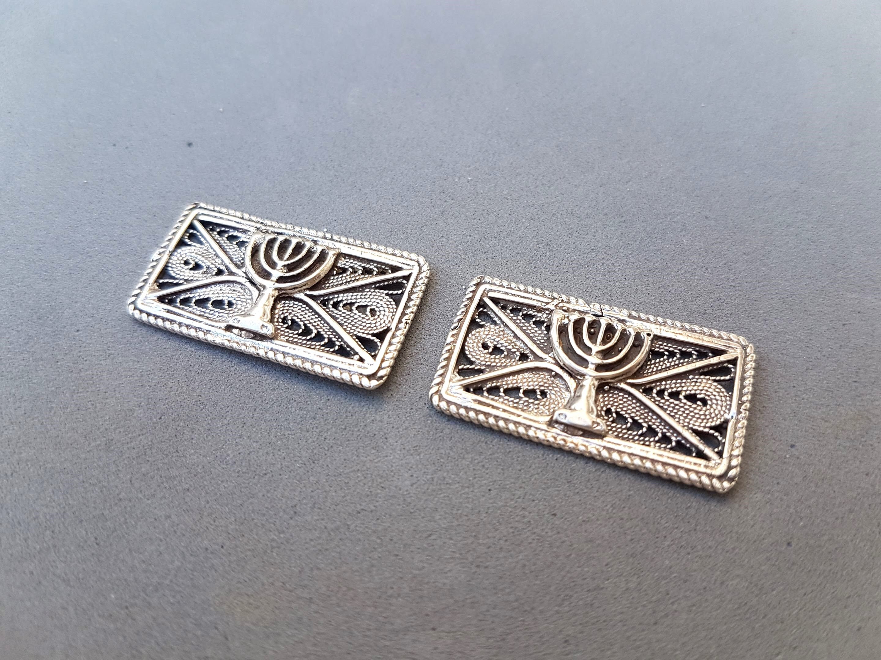 Menorah Tallit Holders, Prayer Shawl Clips, Unique Tallit Clips, Jewish ...