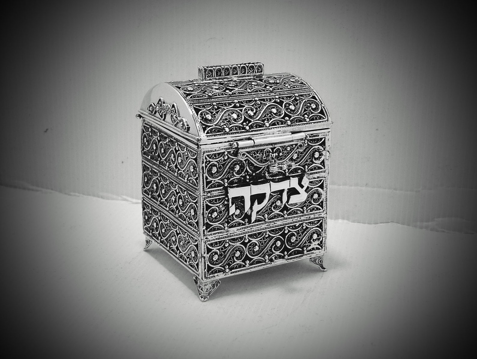 Handcrafted Tzedakah Box, Sterling Silver Tzedakah Box, Traditional ...
