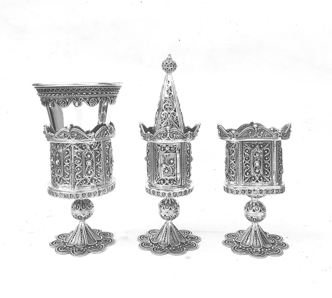 Silver Havdalah Set, Filigree Handmade Havdalah Set, Sterling Silver ...