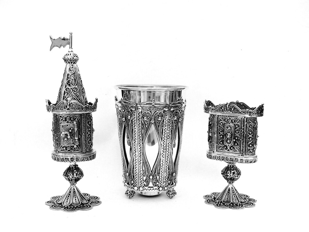 Silver Havdalah Set, Filigree Handmade Havdalah Set, Sterling Silver ...
