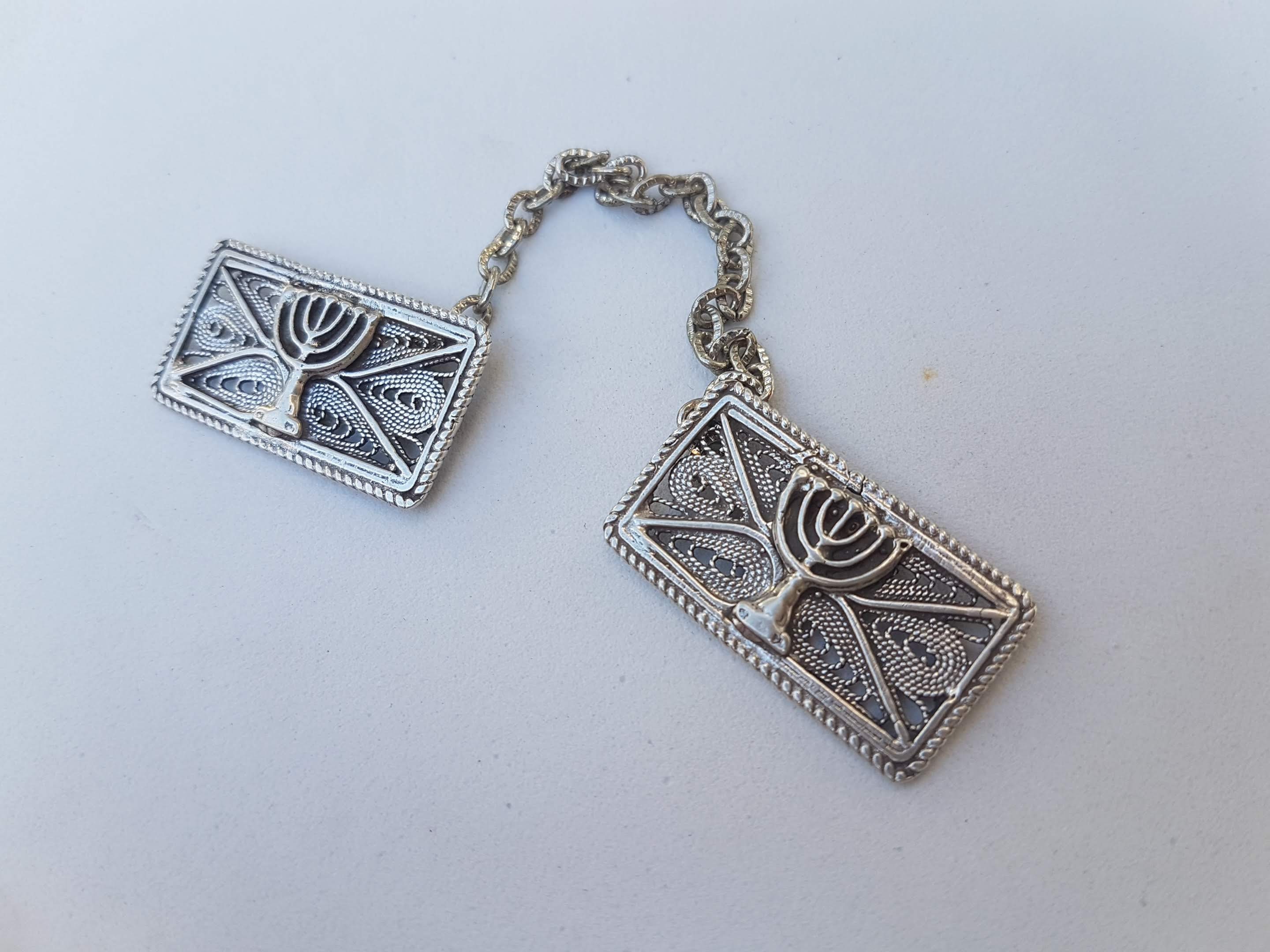 Menorah Tallit Holders, Prayer Shawl Clips, Unique Tallit Clips, Jewish ...