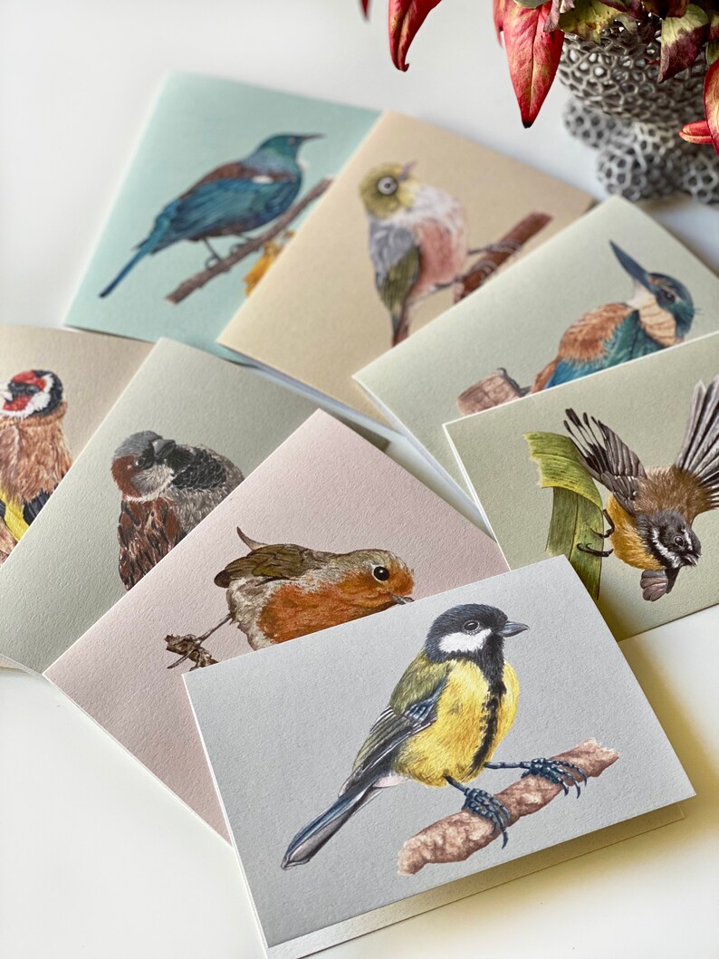 GARDEN BIRDS Greeting Cards. Handmade 100% Eco-friendly and - Etsy