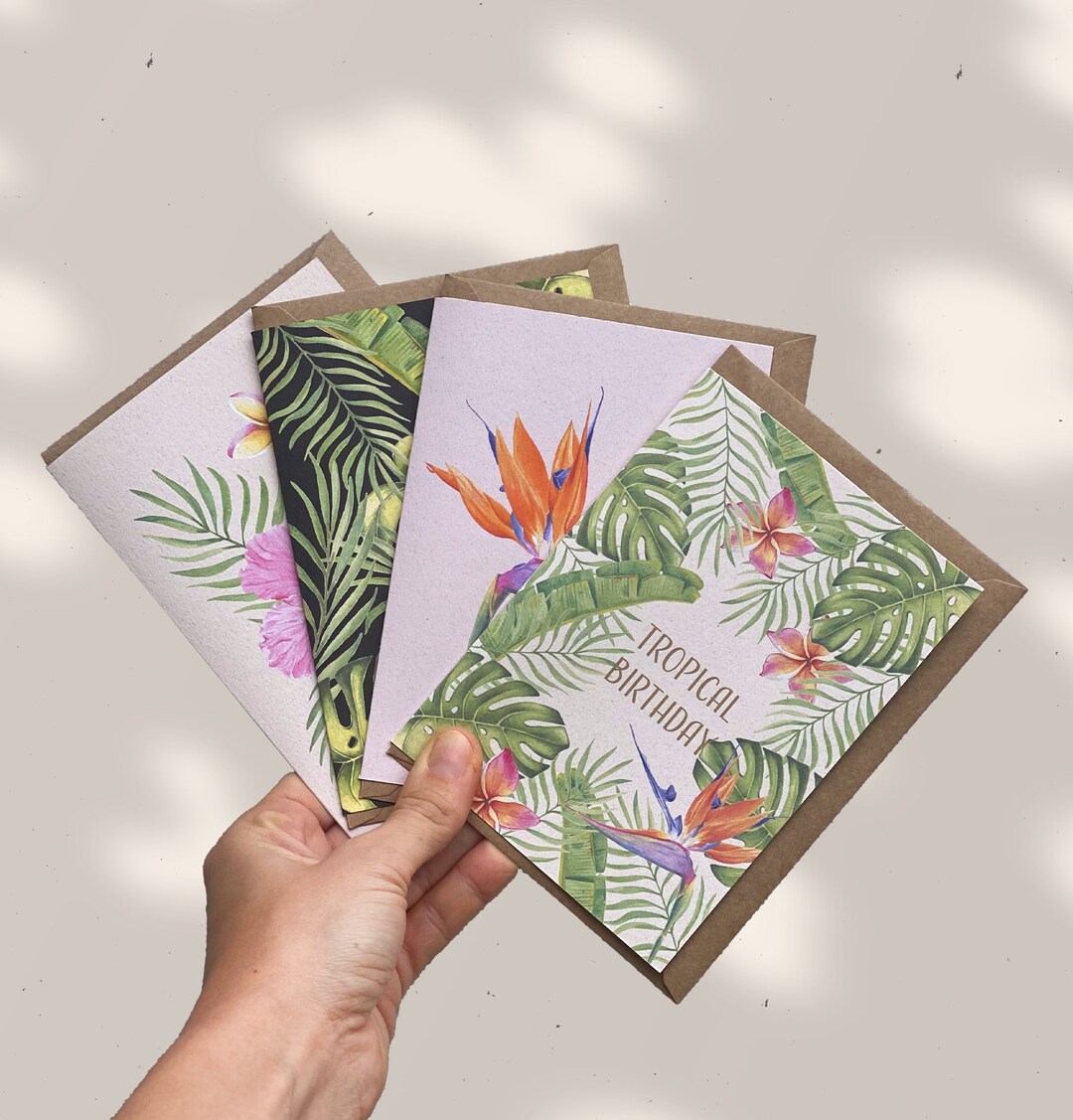 GREETING CARDS Tropical Set of 4. Handmade, 100% Eco-friendly and ...