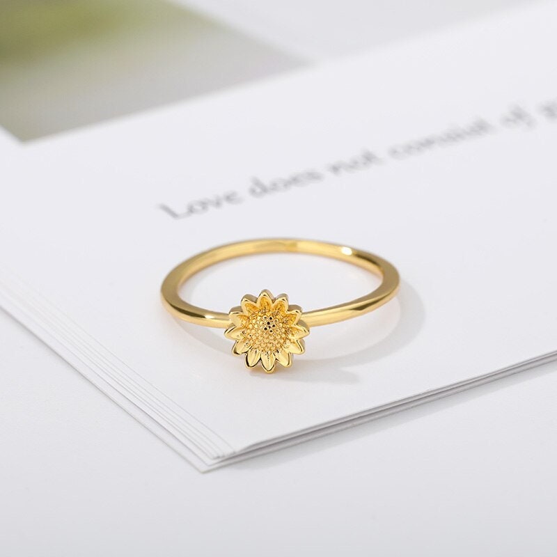 Sunflower Ring Gold Ring Flower Ring Size 7 Ring Stackable - Etsy