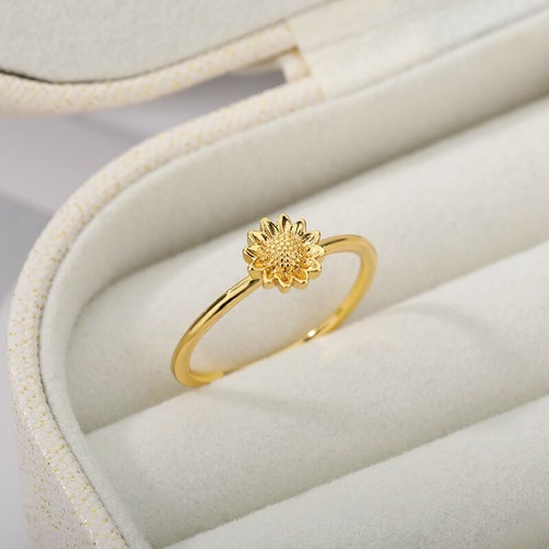 Sunflower Ring Gold Ring Flower Ring Size 7 Ring Stackable - Etsy