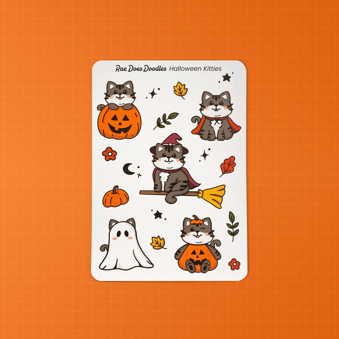 Halloween Kitties Sticker Sheet | Fall Kitty Planner Sticker Pack ...