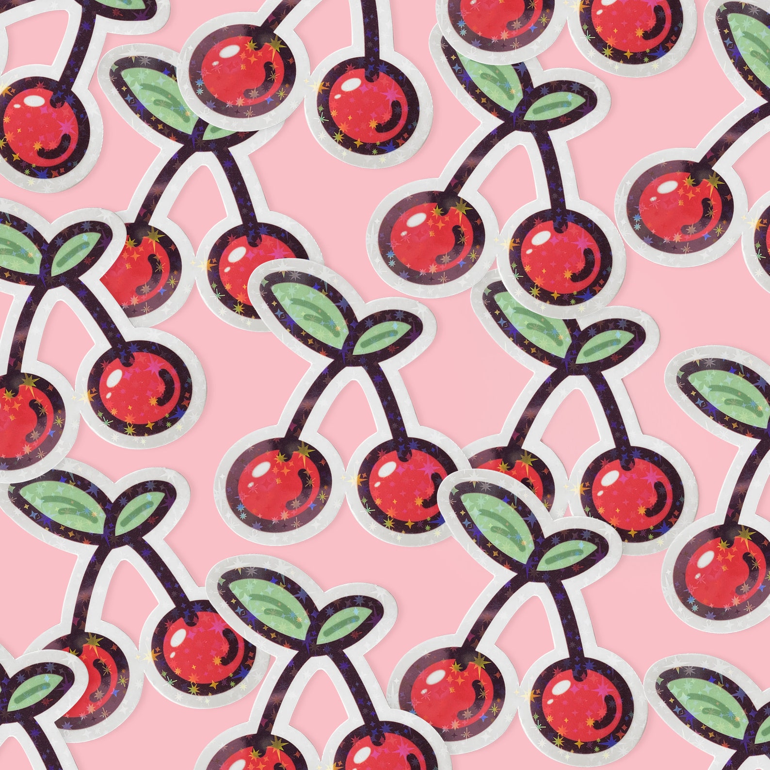 Cherry Holographic Glitter Sticker | Kawaii Cherries | Y2K Inspired ...