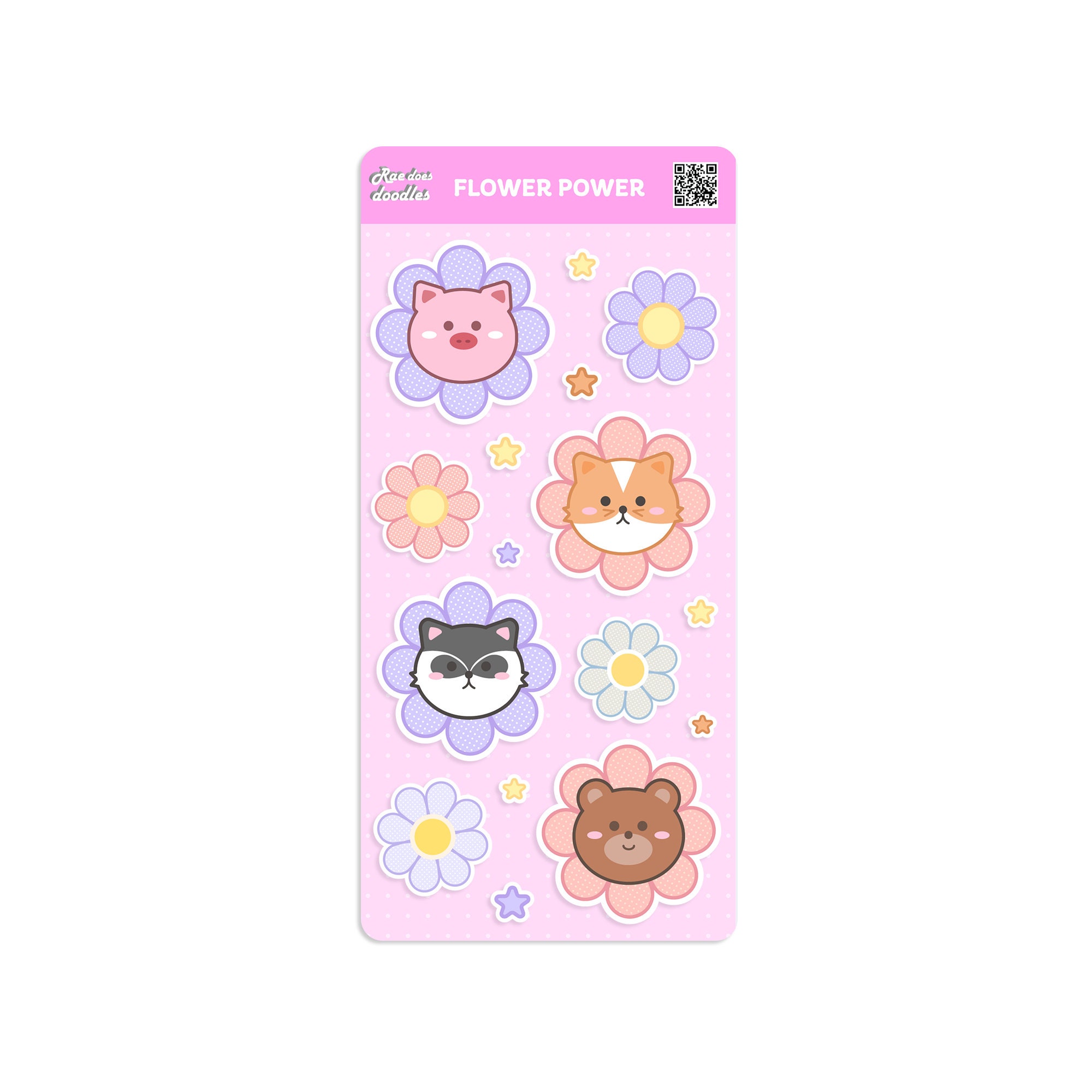 Cute Animals and Flowers Kawaii Sticker Sheet - Etsy