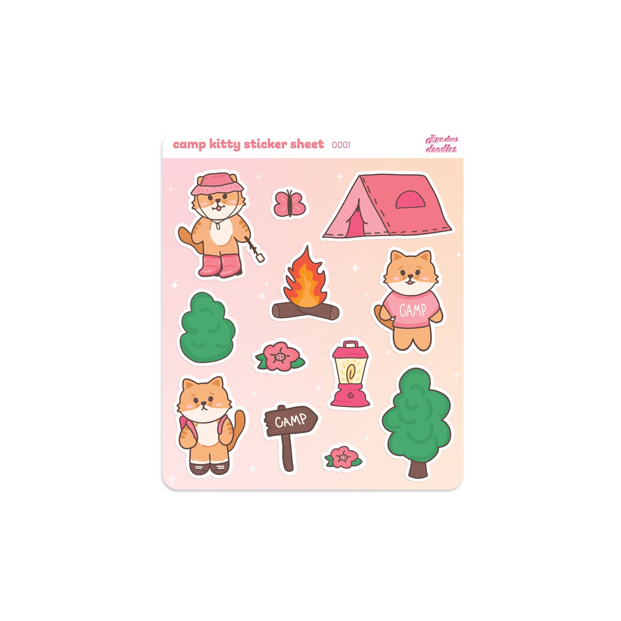 Camp Kitty Cat Character Camping Planner Stickers - Etsy
