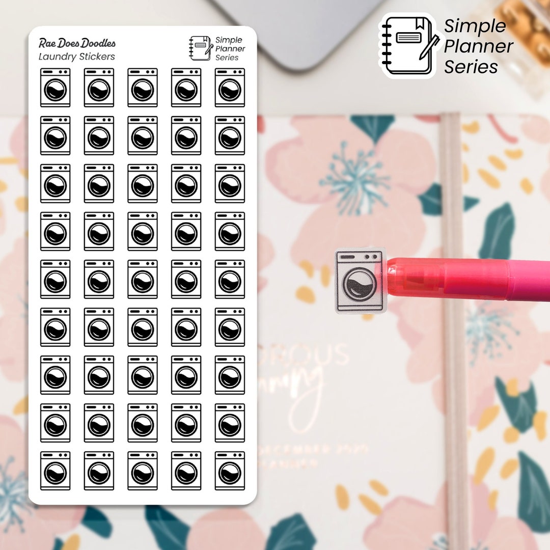 Laundry Planner Stickers Clear Washing Machine Icon Journal Labels - Etsy