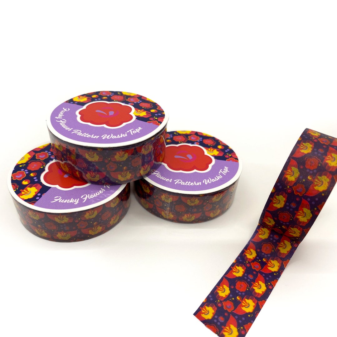 Retro Flower Washi Tape Funky Floral Washi Tape Bright Flower Masking ...