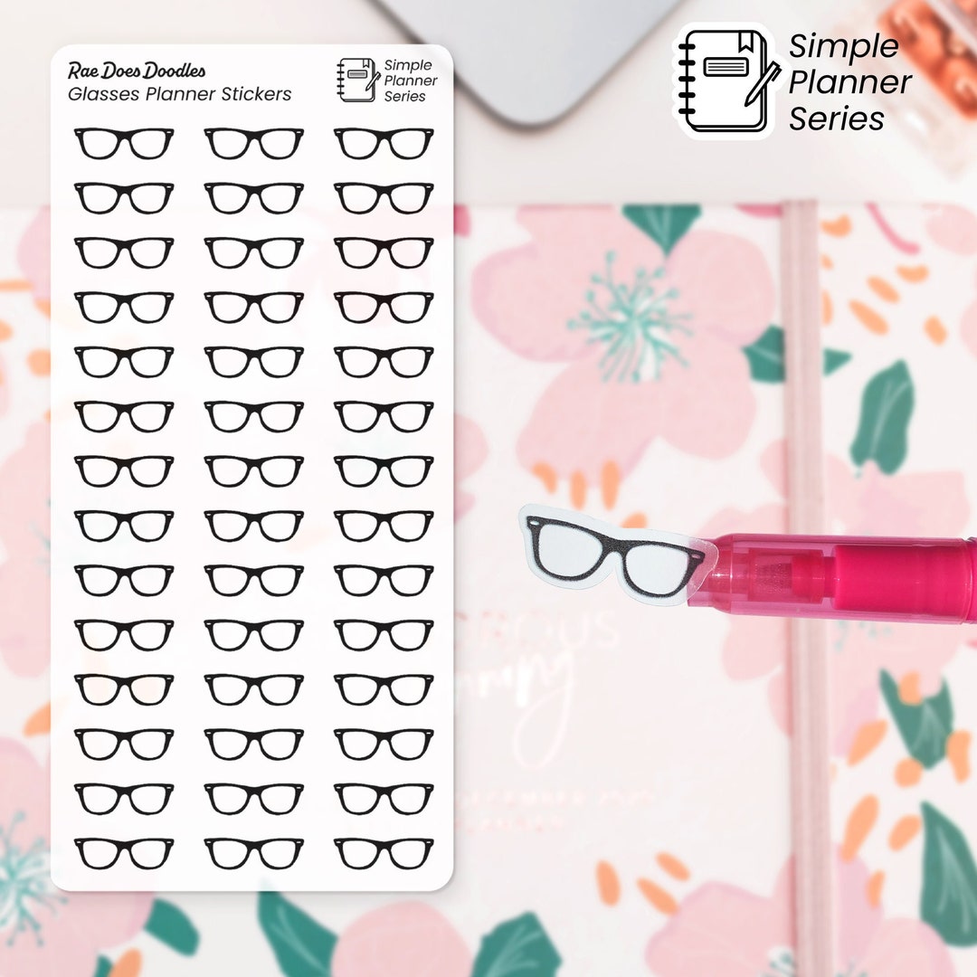 Clear Mini Glasses Planner Stickers | Glasses Icon Stickers | Reading ...