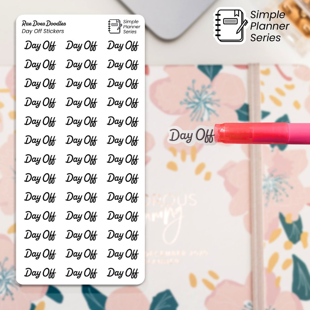 Clear Day off Planner Stickers | Simple Day off Planner Stickers | Day ...