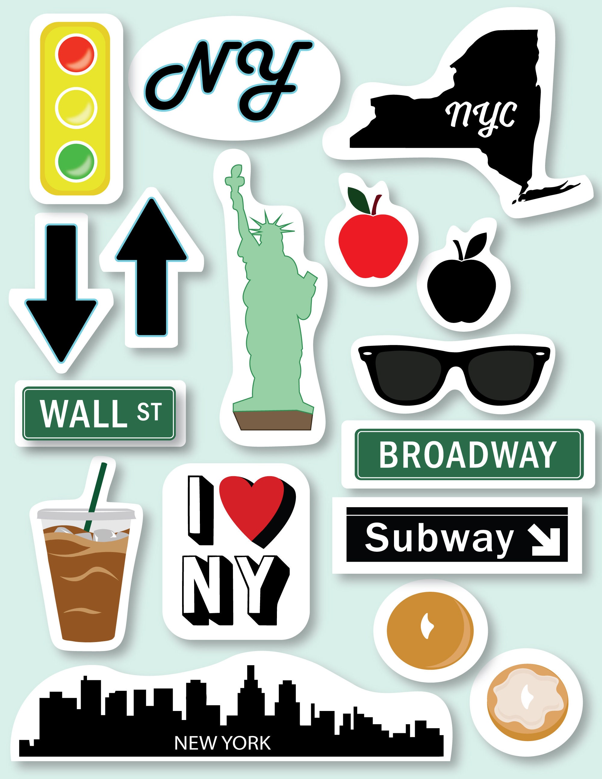 NYC - New York City Sticker Sheet - Planner and Journal Stickers - Etsy