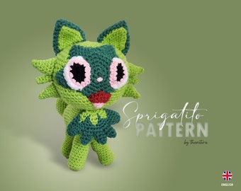 Pattern for Crochet Pokemon Sprigatito Inspired Character Hat PDF ...