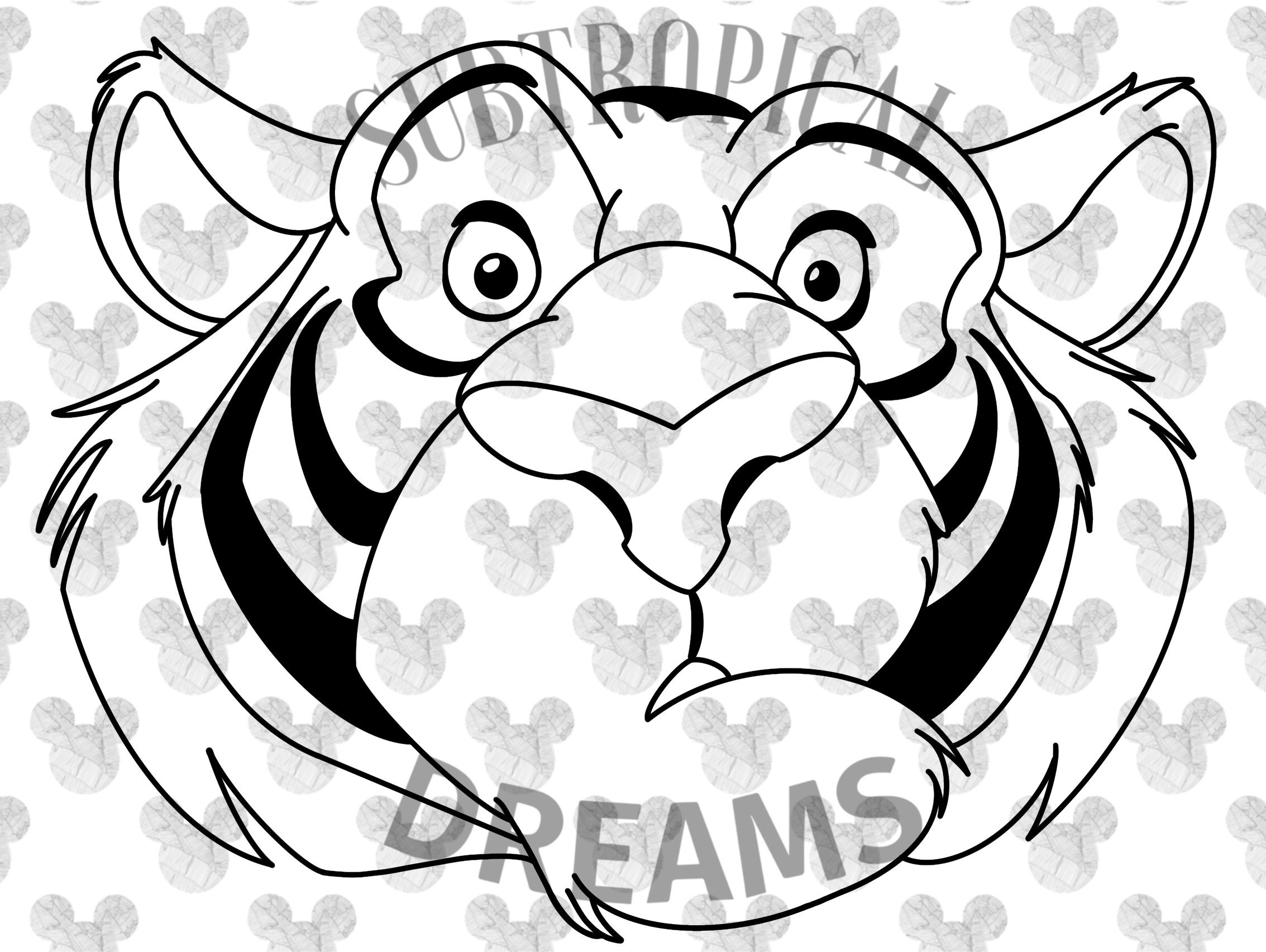 Aladdin Jasmine Rajah Head SVG OUTLINE - Etsy