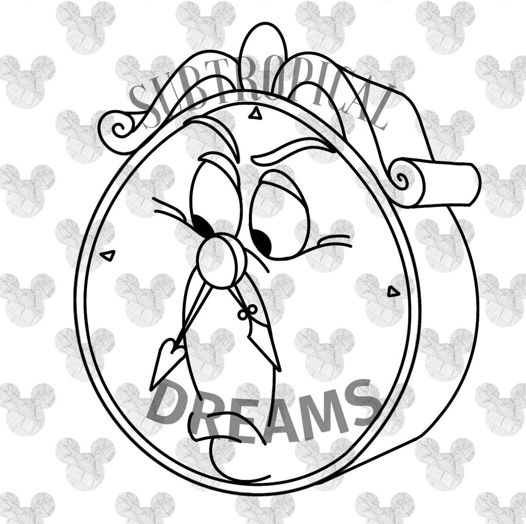Beauty and the Beast Cogsworth Head SVG OUTLINE - Etsy