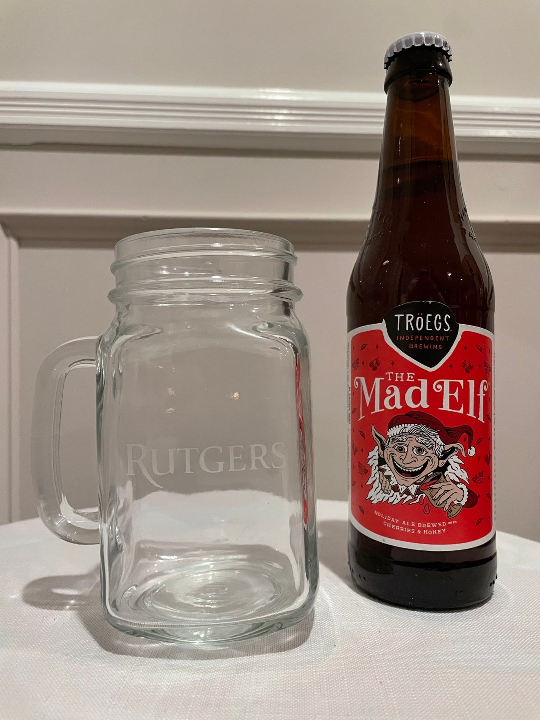 Rutgers University Logo Etched Glass Mug, Mason Jar, Water Glass, Beer ...