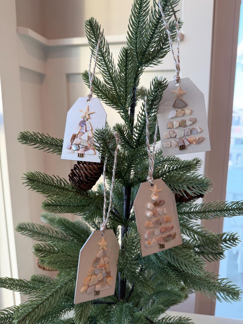 Handmade Seashell Christmas Tree Ornaments – Set of 4 • Coastal Holiday ...
