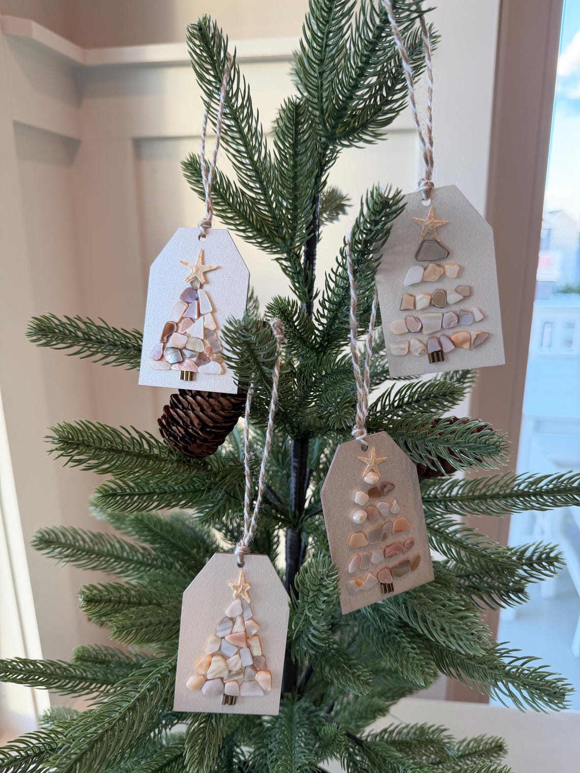 Handmade Seashell Christmas Tree Ornaments – Set of 4 • Coastal Holiday ...