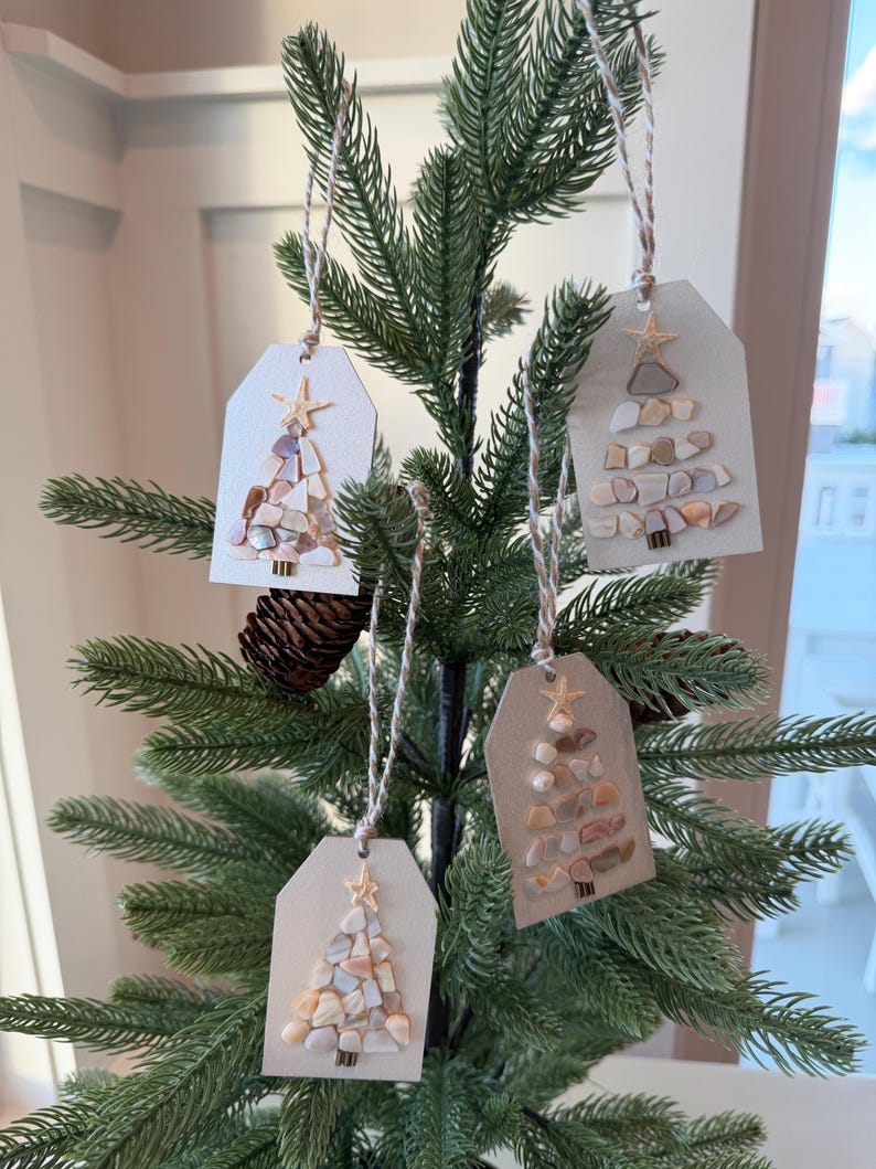 Handmade Seashell Christmas Tree Ornaments – Set of 4 • Coastal Holiday ...