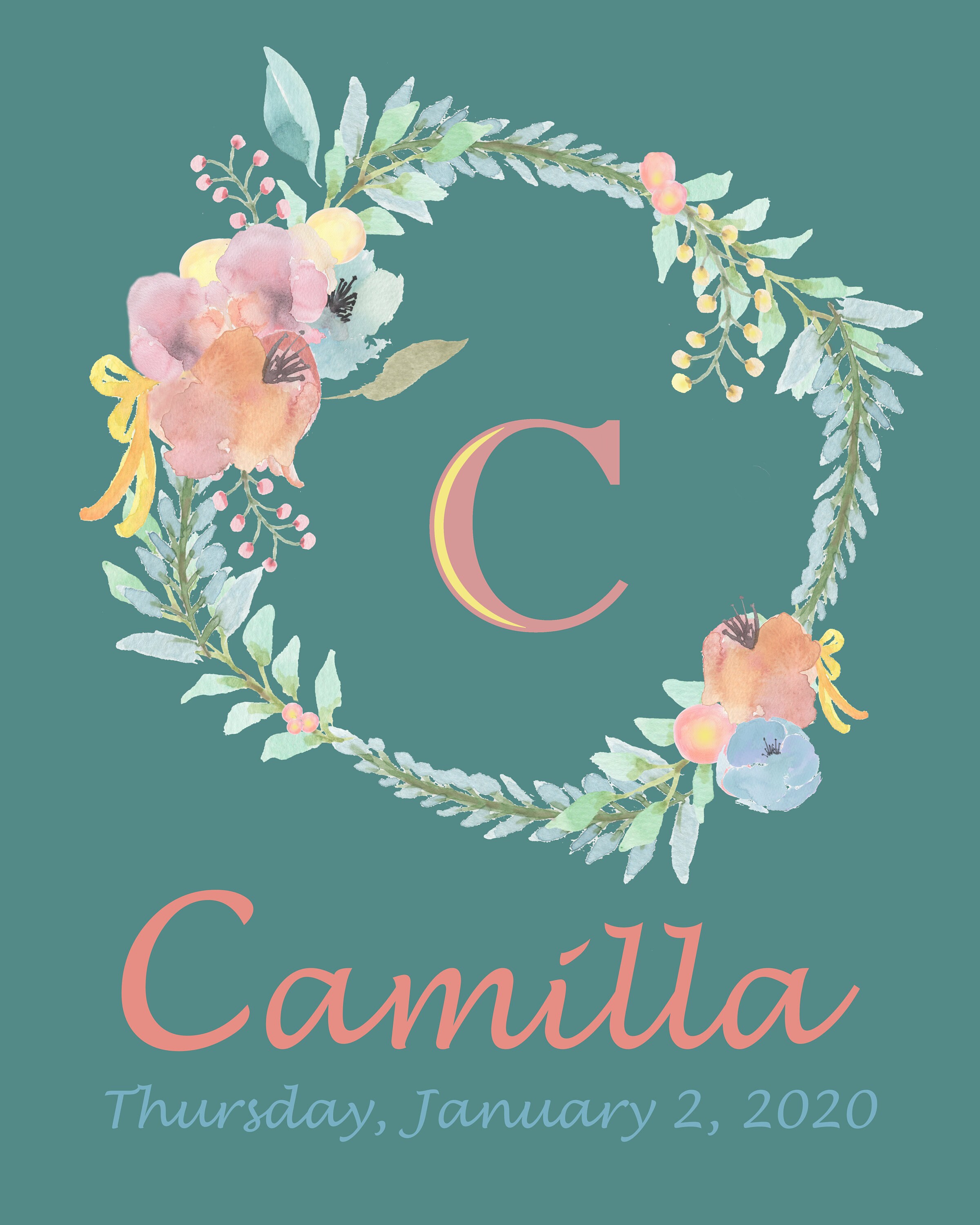 Custom Baby Girl Birth Stats Poster - Digital Image - Etsy