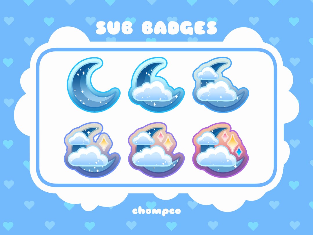 Blue Moon Sub Badges for Streamer | Twitch Sub Badges | Bit Badges ...
