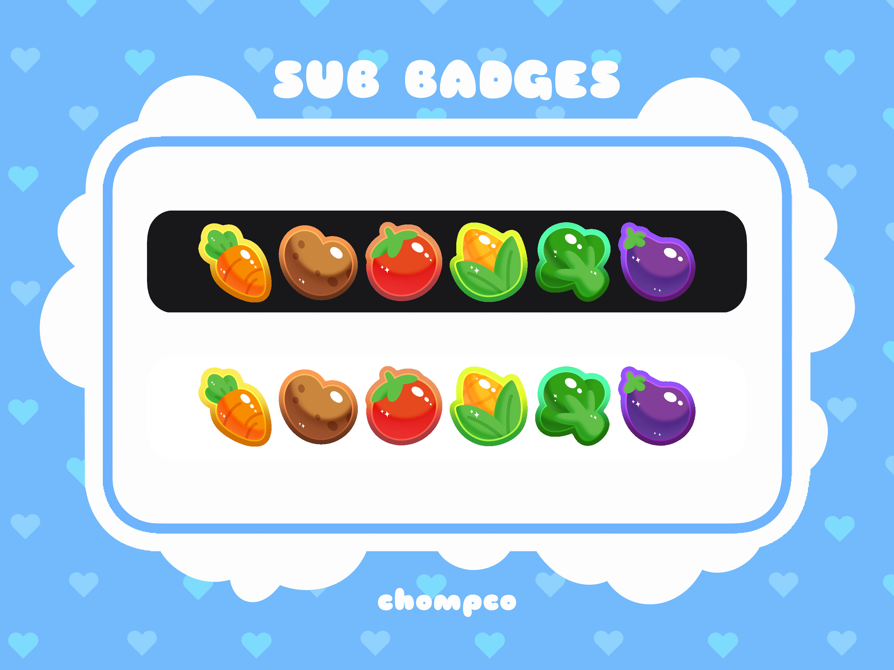 Veggie Sub Badges | Vegetable Sub Badges | Twitch Sub Badges | Kawaii ...