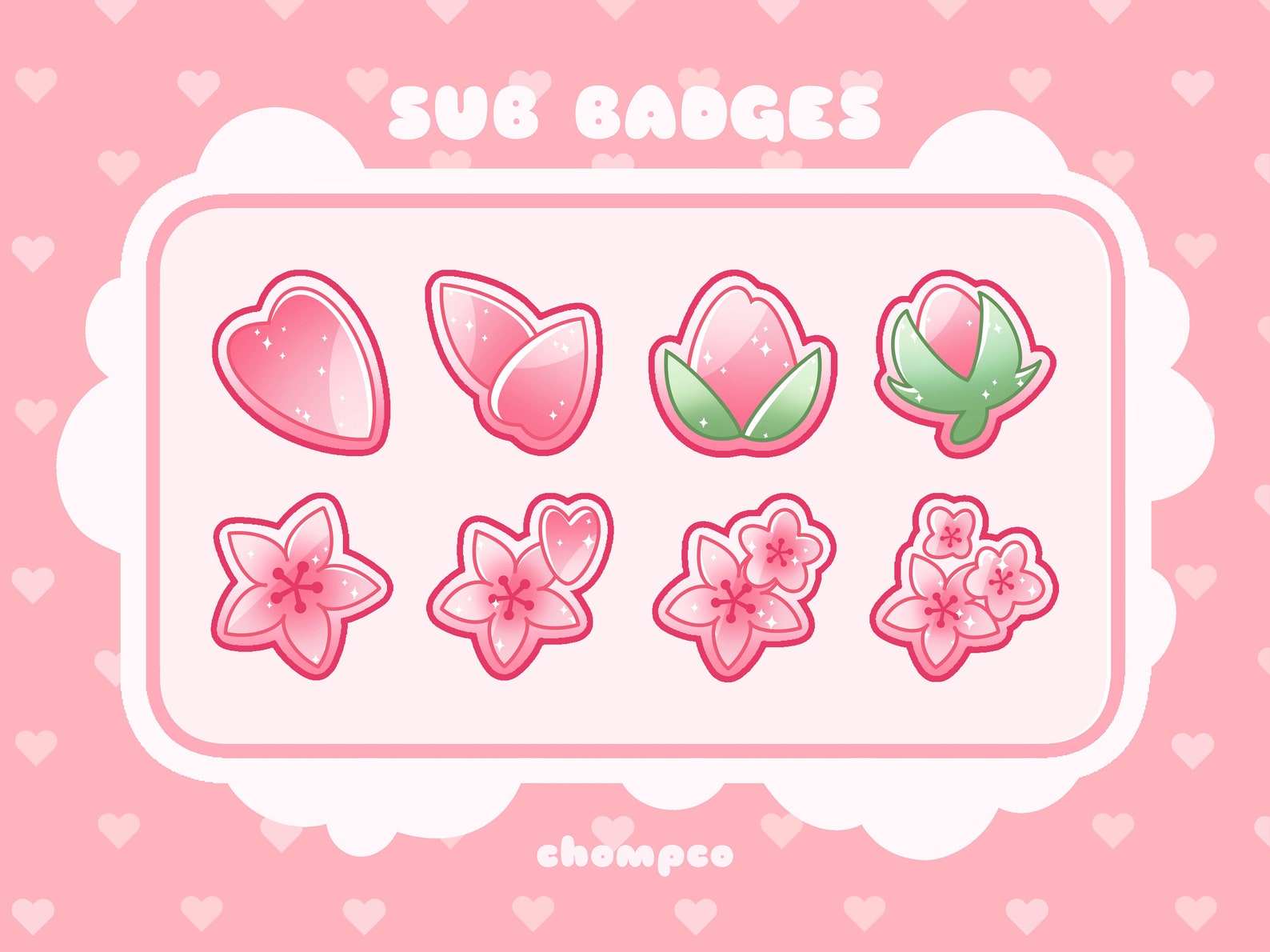 Cherry Blossom Sub Badges for Streamer | Twitch Sub Badges | Bit Badges ...