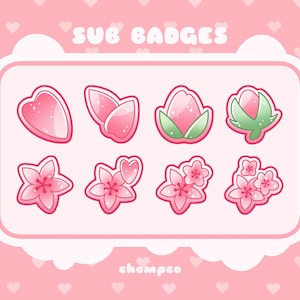 Cherry Blossom Sub Badges for Streamer | Twitch Sub Badges | Bit Badges ...