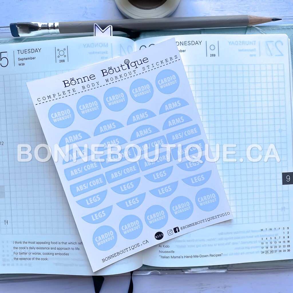 COMPLETE Body Workout Stickers Arm Day Leg Day Core Abs Day - Etsy