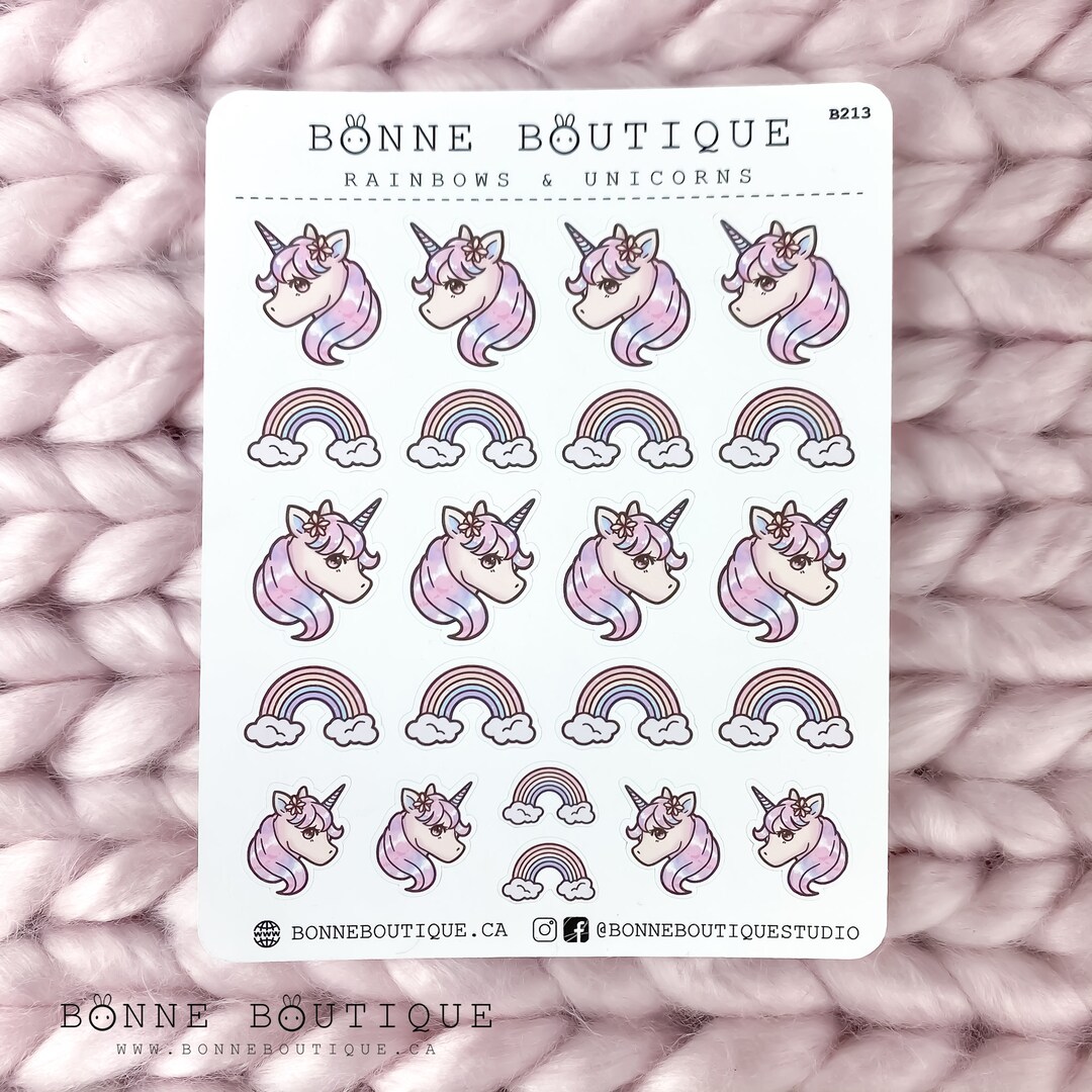 UNICORN AND RAINBOW Cute Magical Pastel Stickers Sticky Notes ...