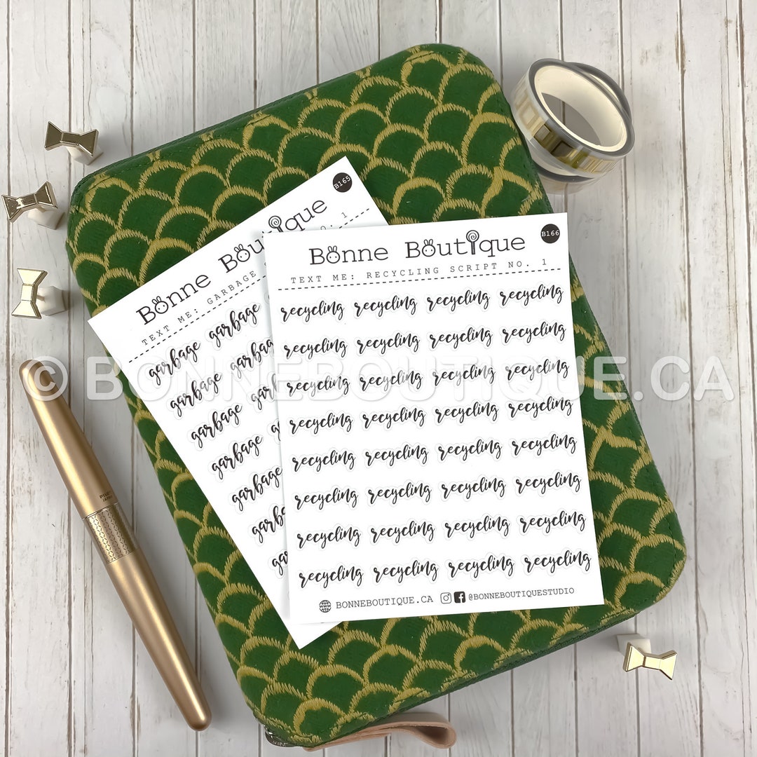 TEXT ME: Recycling and Garbage Day Script NO. 1 for Calendar Planner ...