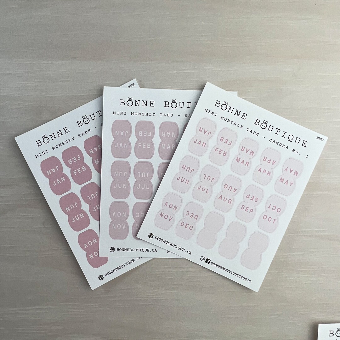 SAKURA LOVE Mini Monthly Tabs Hobonichi Size 3 New Colours Opaque ...