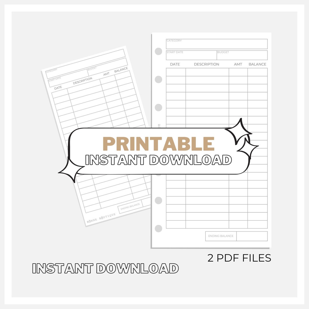 PRINTABLE CASH ENVELOPE Budget Personal Planner Size and Insert Size ...
