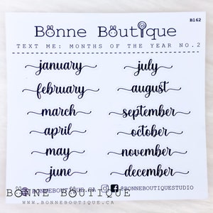 SCRIPTS: Months of the YEAR Font Type No. 2 January to December Months ...