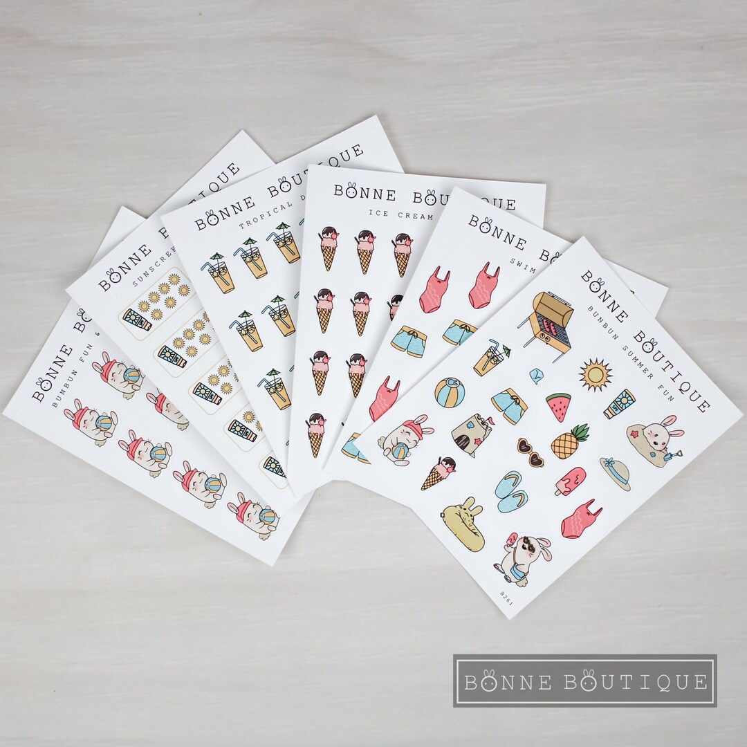 BUNBUN Summer Fun in the Sun BBQ Grill Tropical Drink Ice Cream Cone Swim Beach Pineapple Sun ...