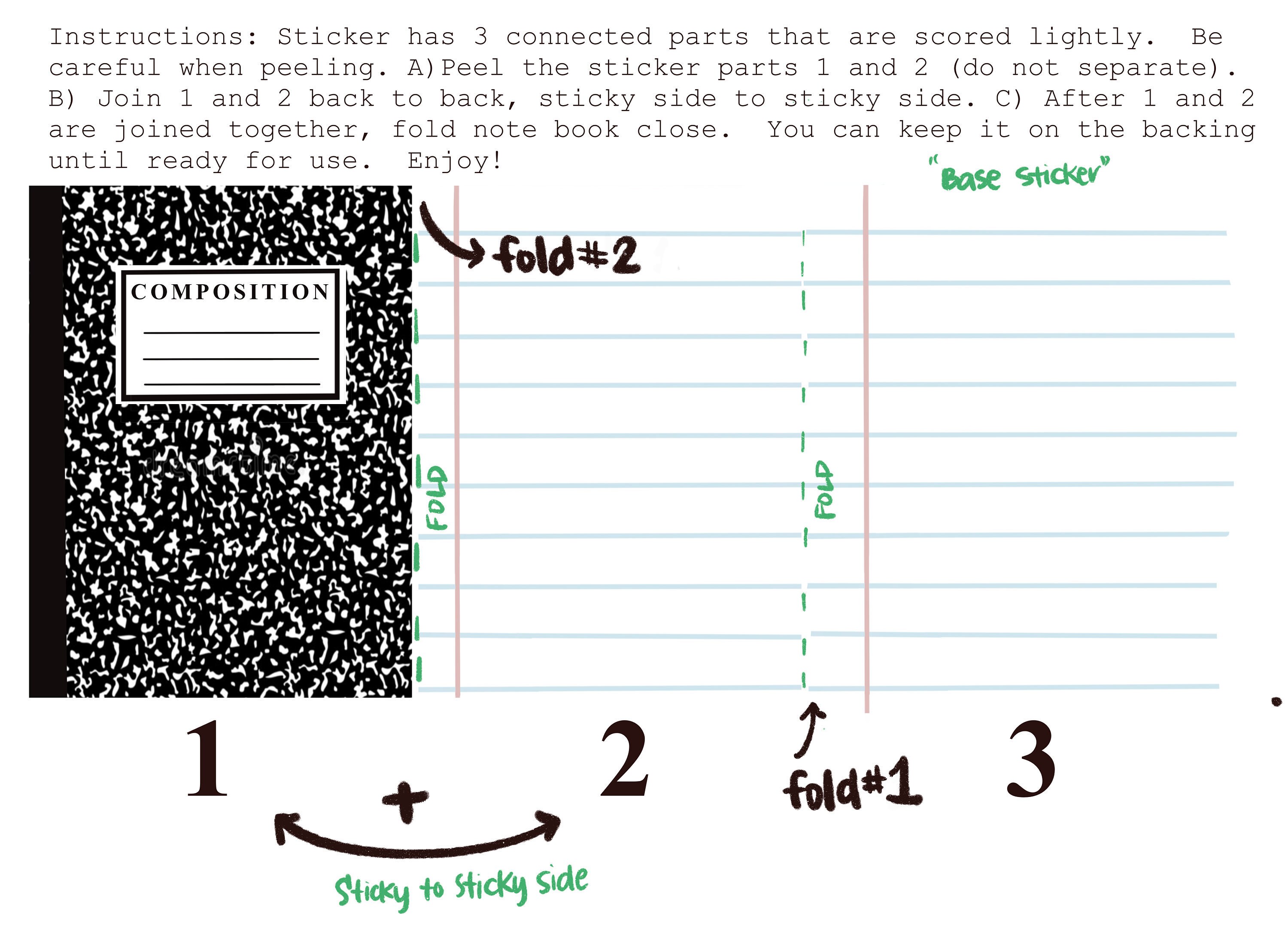 Composition Notebook Sticker Foldable Guided Folds lined - Etsy