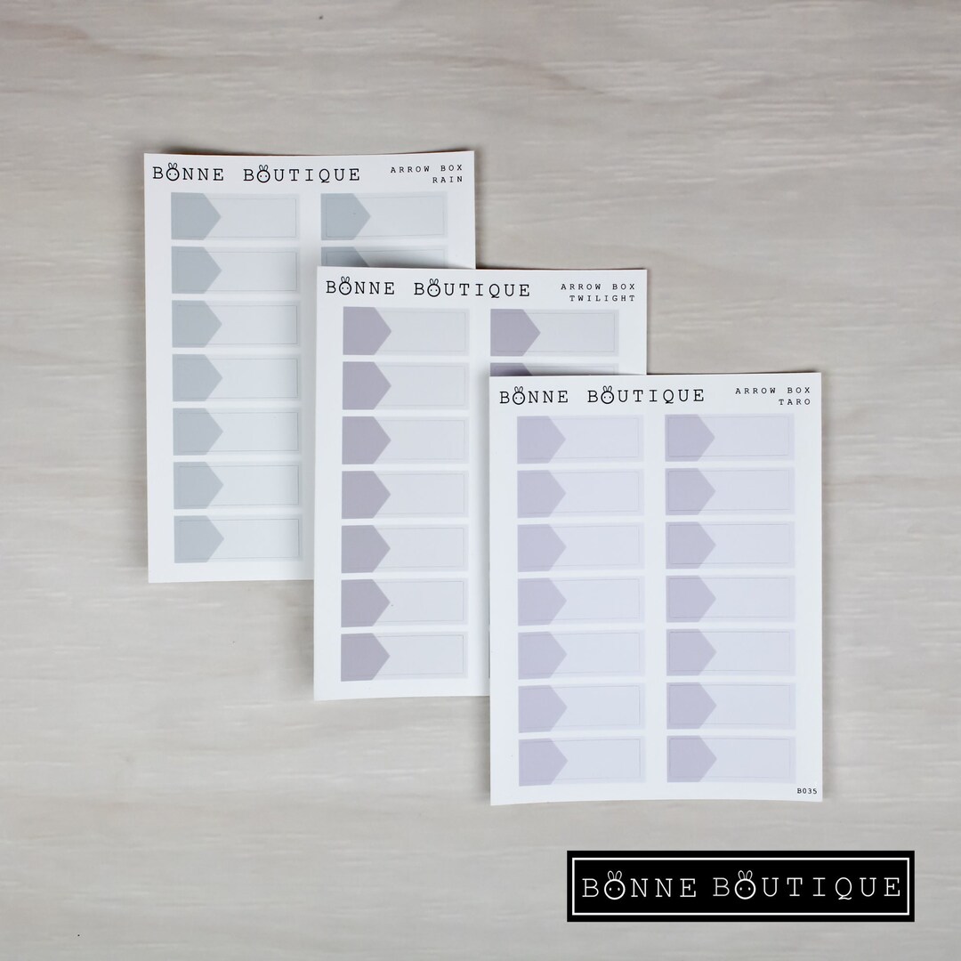 ARROW BOX LABELS - 21 Colors Functional Header Tracker Event Sticker ...