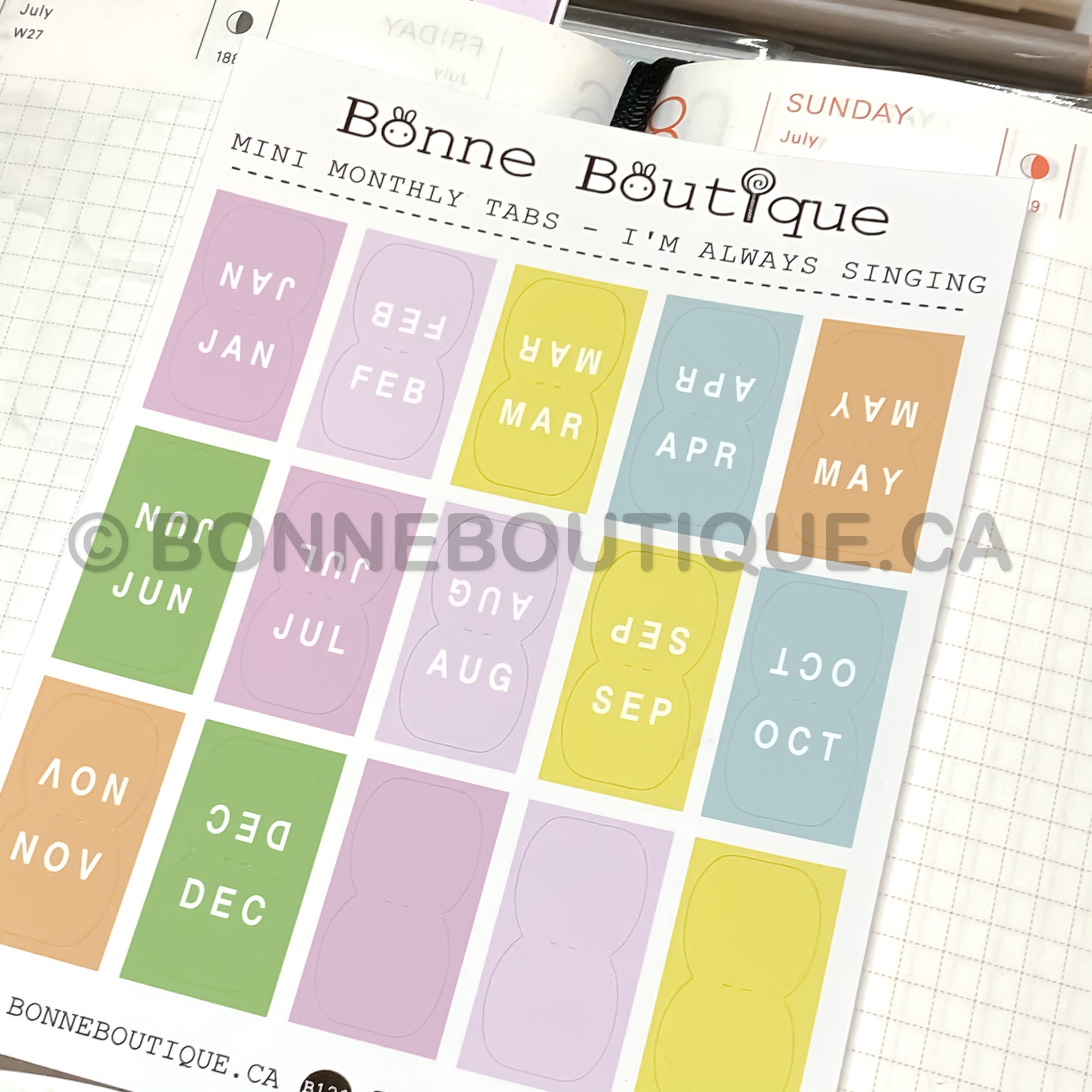 Mini Monthly Tabs Stickers Inspired by Ryoji Arai I - Etsy