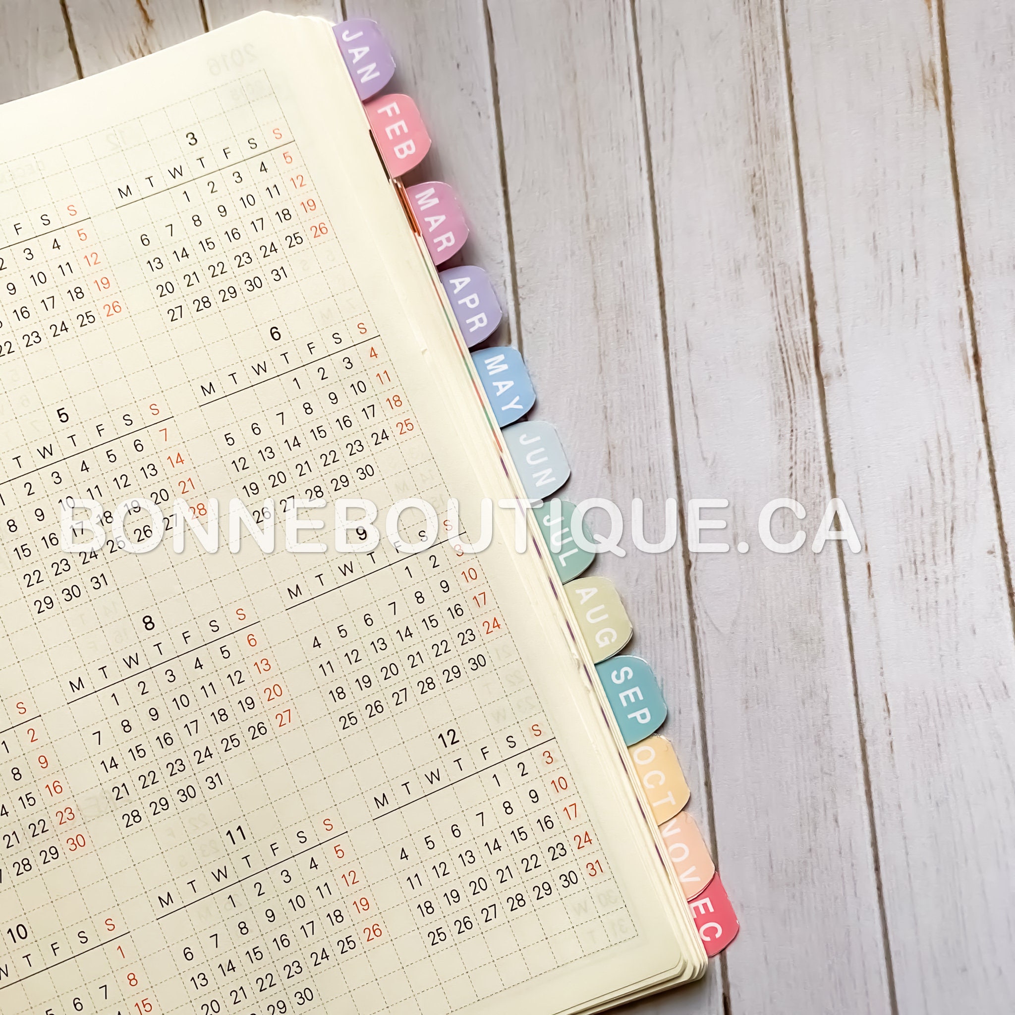 Mini Monthly Tabs Hobonichi Size COLOR ME BRIGHT mid-tone - Etsy