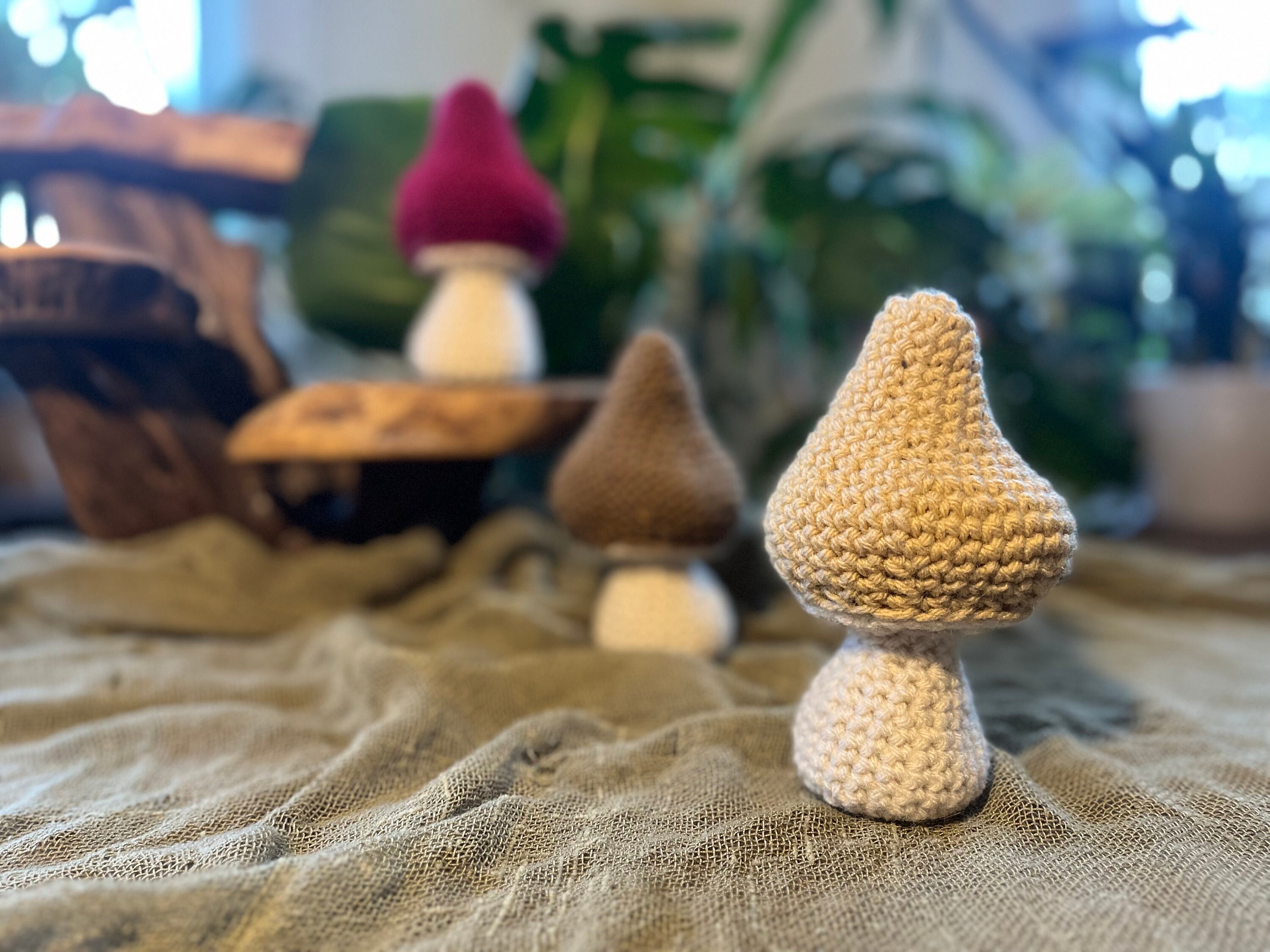 Crochet Pointy Mushroom Plush, Stuffed Handmade Shroom Plushie ...