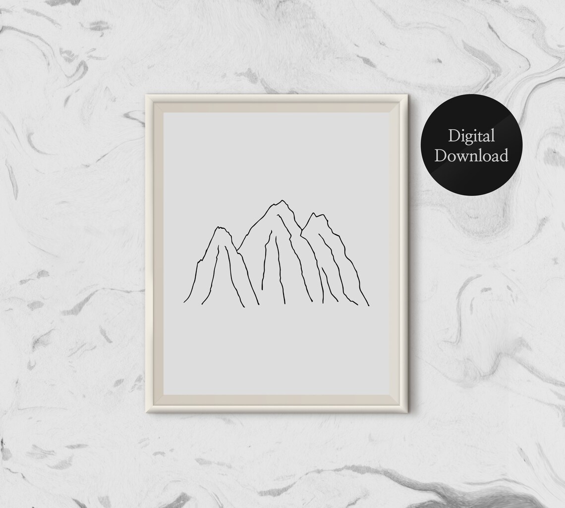Mountain Print Mountain Art Abstract Line Art Line Art - Etsy UK