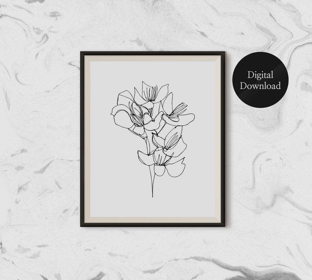 Simple Line Art, Modern Wall Art, Minimalist Botanical Art, Abstract ...