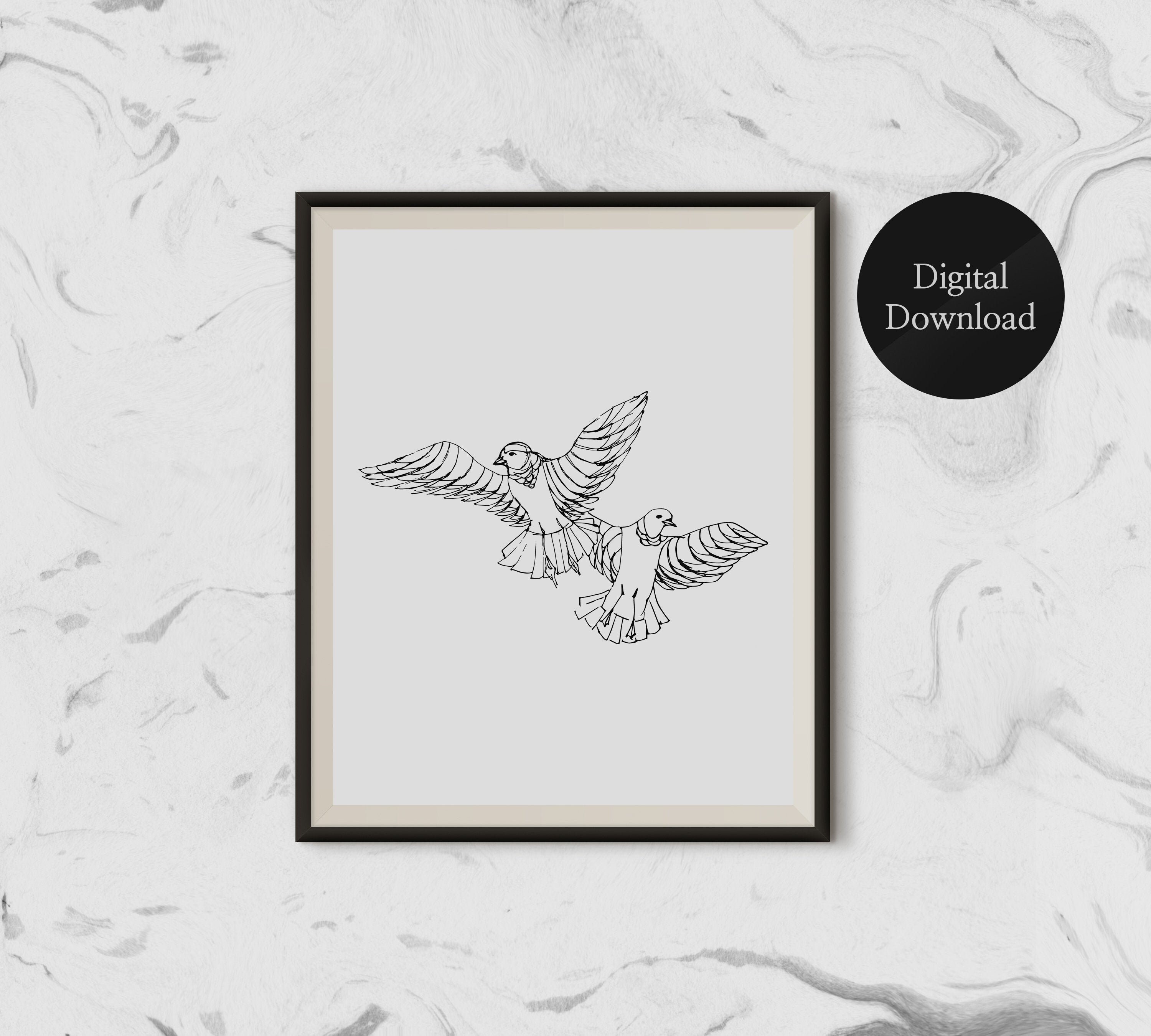 Abstract Bird Print Modern Wall Art Line Drawing Print Bird - Etsy UK
