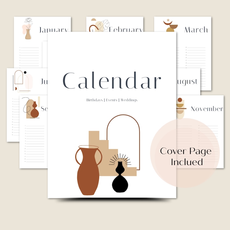 PRINTABLE Abstract Art Calendar, Printable Calendar, Abstract Art ...